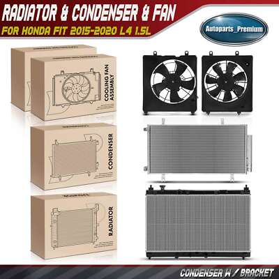 4pcs Radiator & AC Condenser & Cooling Fan Kit for Honda Fit 2015-2020 ...