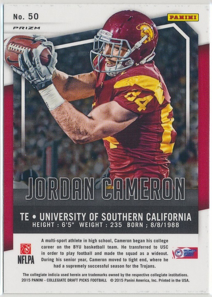 2015 Panini Prizm Draft Picks - Jordan Cameron - USC Trojans - SILVER ...