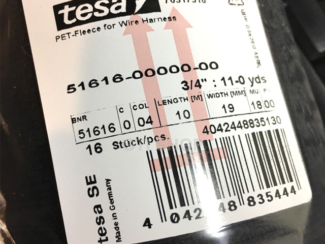 5 Roll / Tesa 51616 Fleece Wire Cable Harness Tape 19mm x 10M / Wiring ...