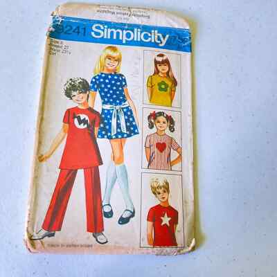 vintage simplicity sewing pattern girls 8 dress pants 9241 70s | eBay