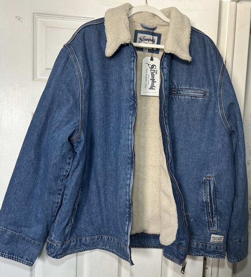 The Stronghold Jacket Men 3XL denim shirpa lined zipper Utility Worker ...
