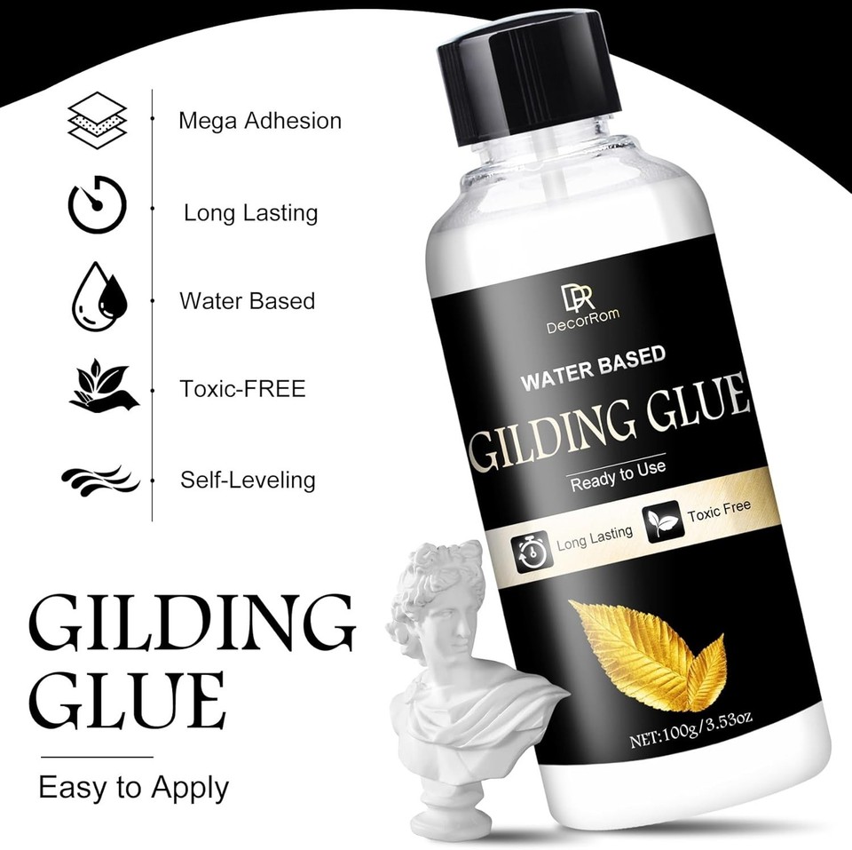 Gold Leaf Gilding Adhesive Kit - 200ml Water-Based & Varnish with ...