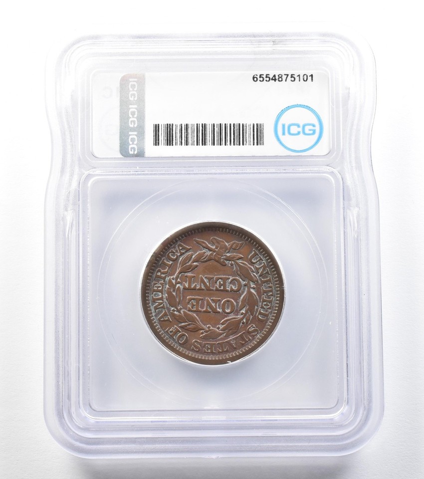 1846 Braided Hair Large Cent Tall Date Authentic ICG *0417 | eBay