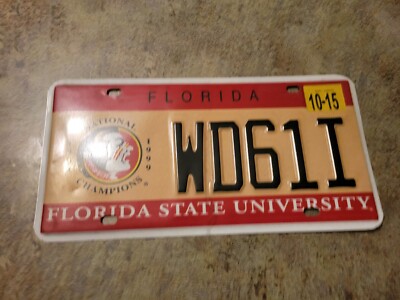 Vintage Discontinued FLORIDA State National Champions FSU License Plate ...