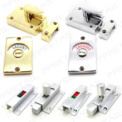 VACANT/ENGAGED BATHROOM DOOR LOCK Chrome/Brass/Silver Toilet Indicator ...