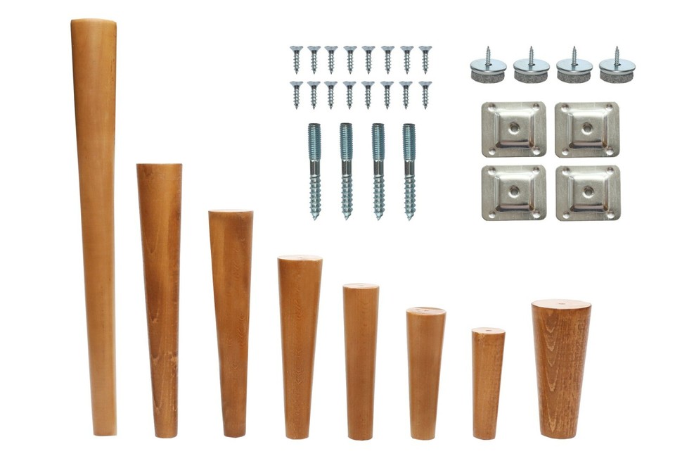 4x Wooden Round Furniture Tapered Replacement Legs Feet For Sofa Chair ...