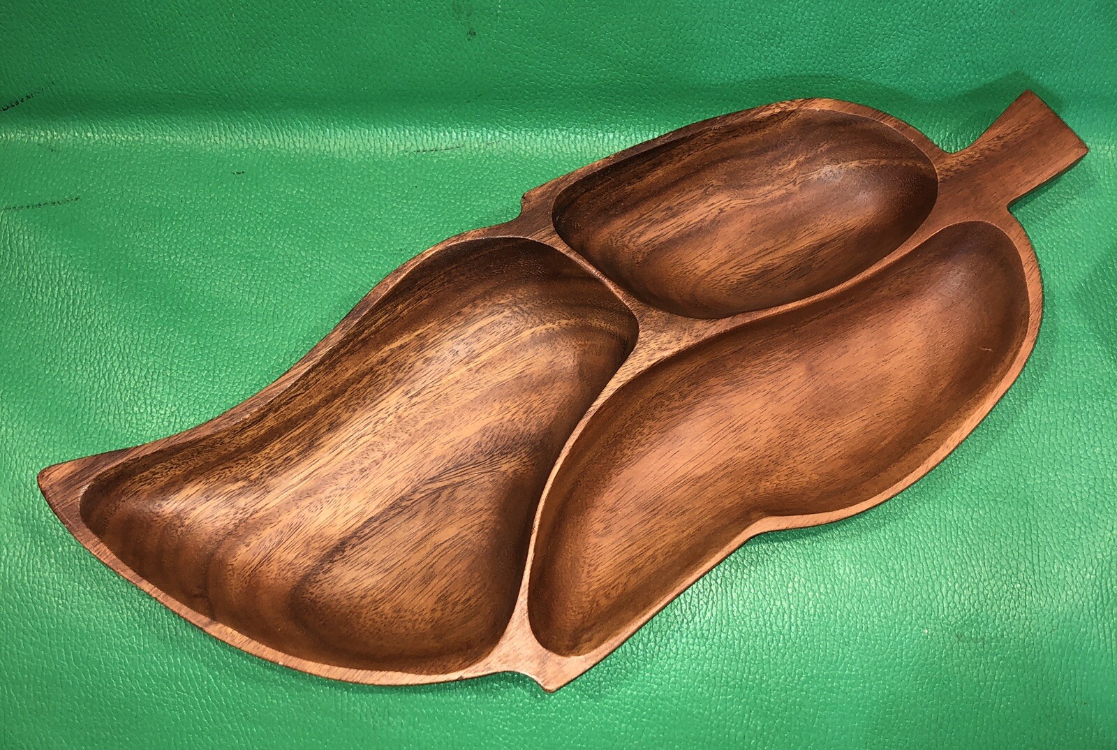 Leilani Genuine Monkey Pod Wood Hand Crafted Large Leaf Relish Dish ...