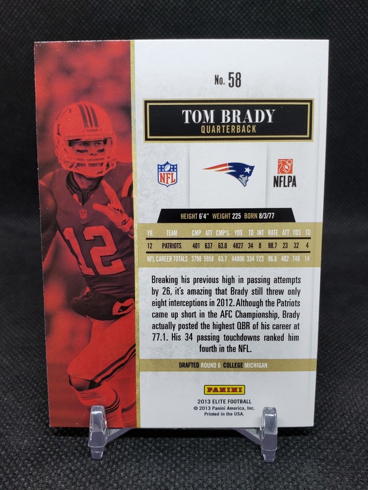 Tom Brady 2013 Donruss Elite Football #58 New England Patriots ...