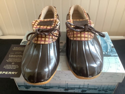 Sperry Top-Sider women's low rain duck shoes, brown rubber, size 8.5 ...