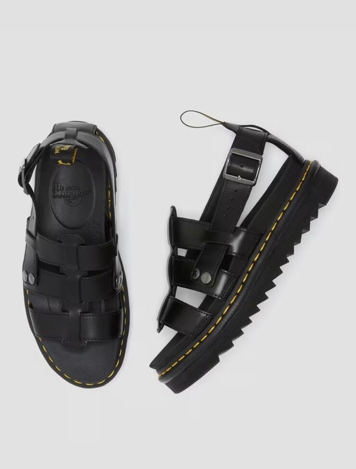 NEW Dr. Martens Terry Leather Strap Slingback Sandals - Black - Men’s ...