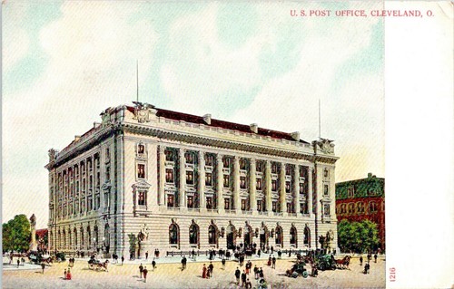 Postcard: 1901-1907 Cleveland, Ohio U.S. POST OFFICE, People & Horse ...