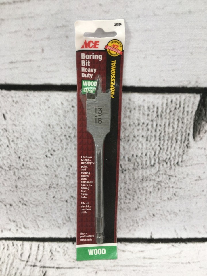 ACE Wood Boring Bit Paddle Bit 7/16,11/16,13/16,15/16,1-3/8, 6" Ext U ...