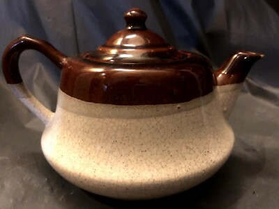 Vintage Two Tone Brown and Cream Speckled Teapot Ceramic with Shiny ...