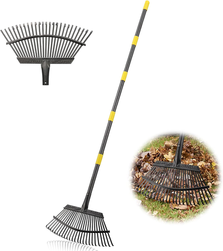 Garden Rake - Large Leaves Rakes for Gardening - 25 Metal Tines 18 ...