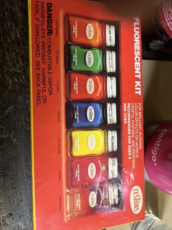 Testor Corp. Fluorescent Paint Kit 9132 7 Bottles, Tray And Brush. | eBay