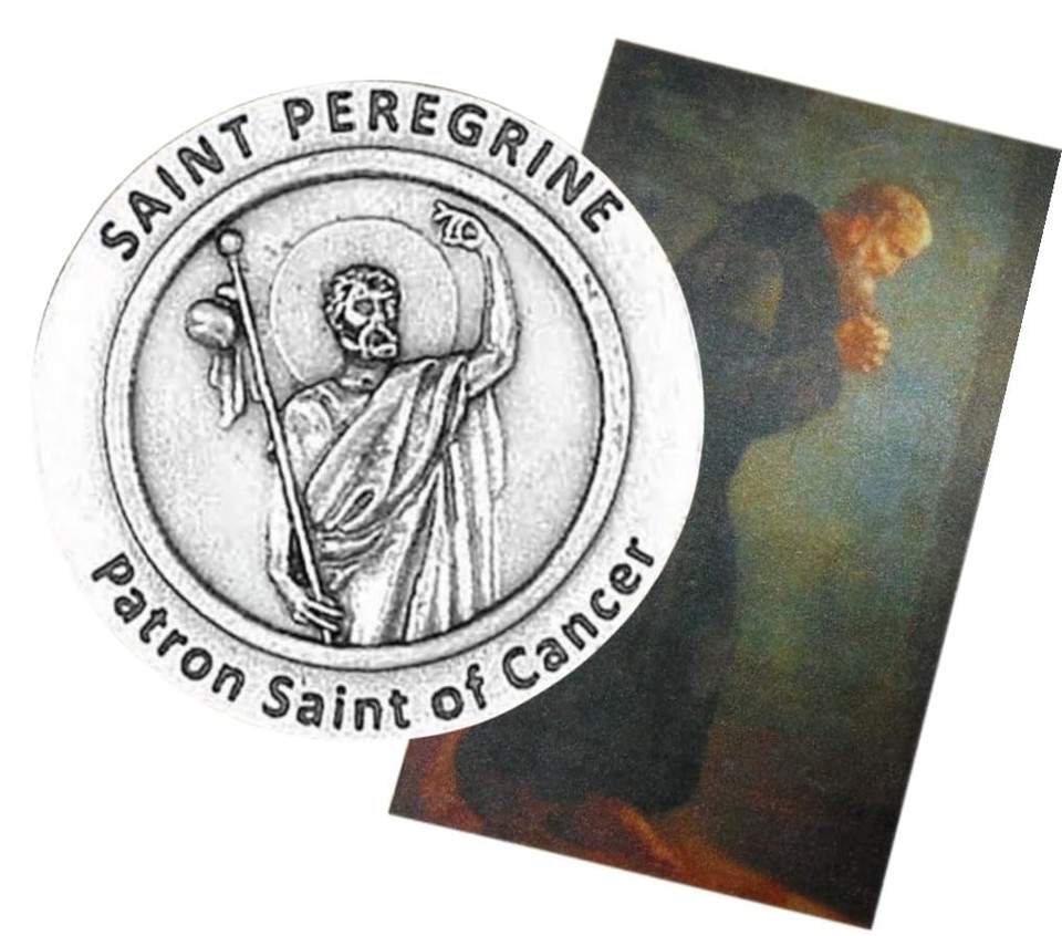 St Peregrine Cancer Healing Saint Set Prayer Token Holy Card Religious ...