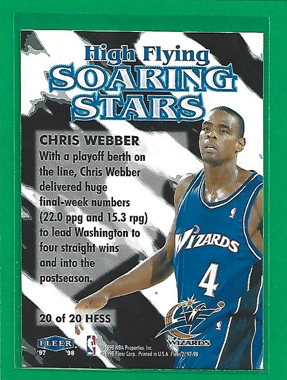 1997-98 Fleer High Flying Soaring Stars Chris Webber #20 of 20 HFSS ...
