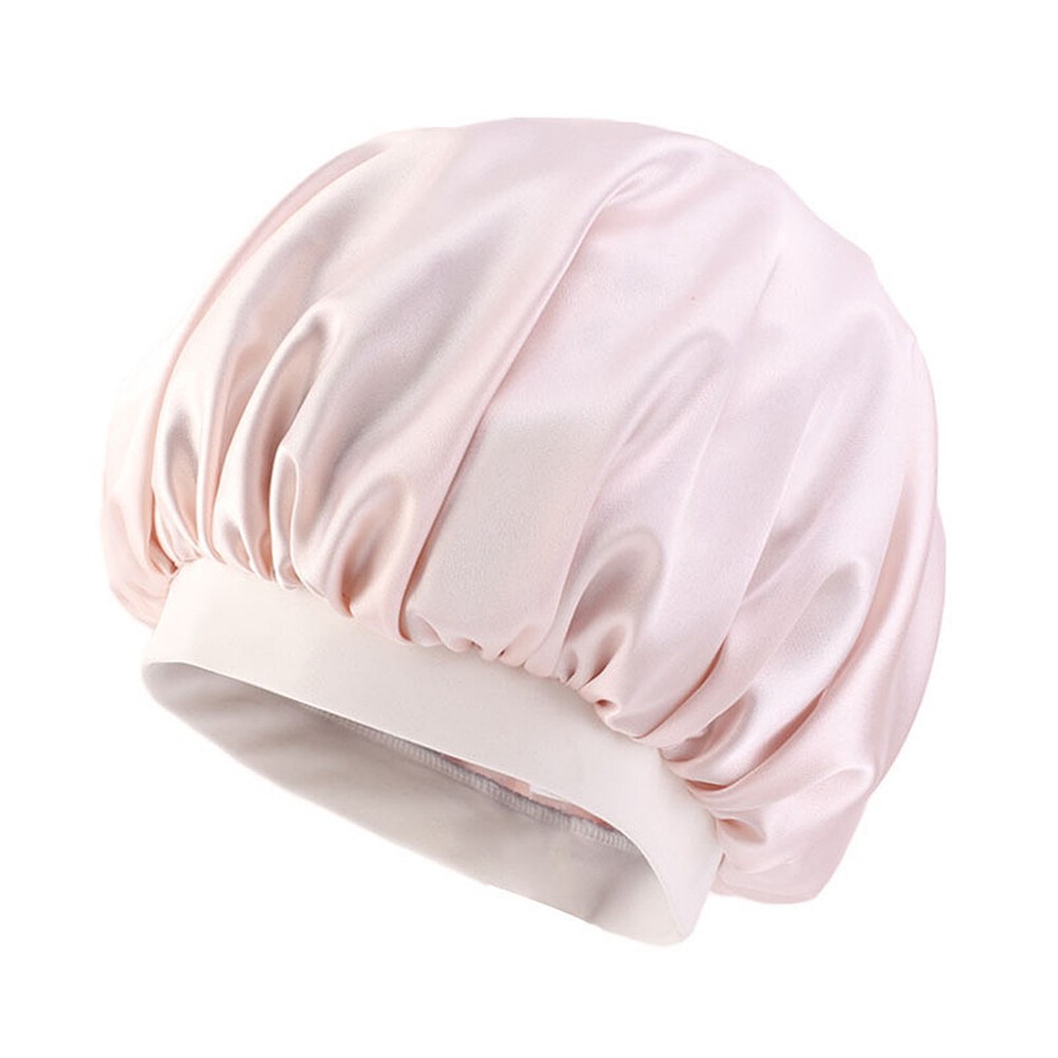 US Women Satin Night Sleep Cap Hair Bonnet Hat Silk Head Cover Wide ...