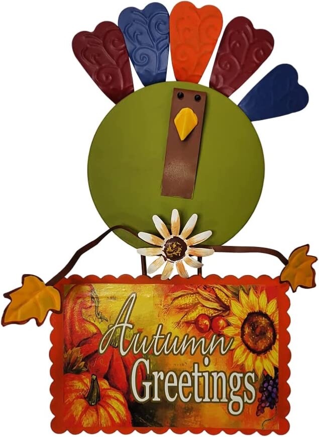 Thanksgiving Metal Turkey Hanging Door Sign Wall Decor Turkey Welcome ...