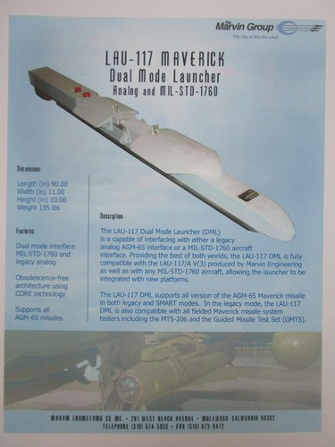 THE MARVIN GROUP LAU-117 MAVERICK DML F-16 MISSILE LAUNCHER RECTO ...