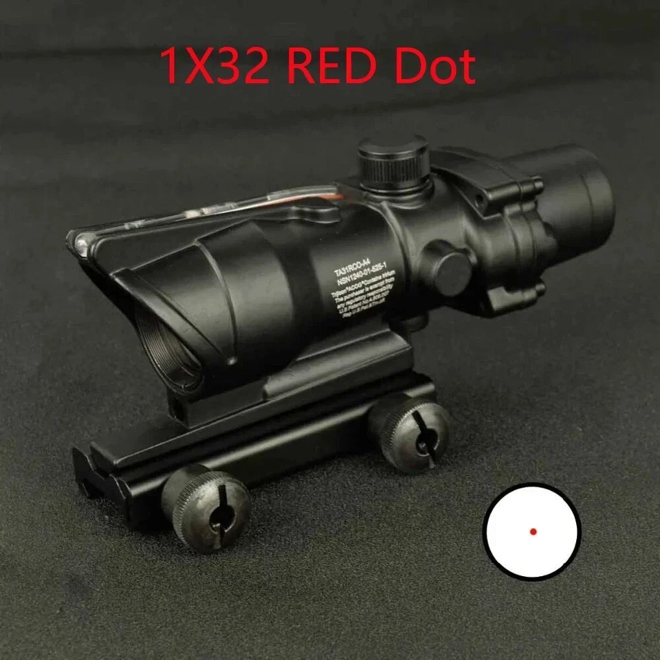 Scope Acog 1x32 4X32Tactical Red Dot Sight RMR Real Green Fiber Optic ...