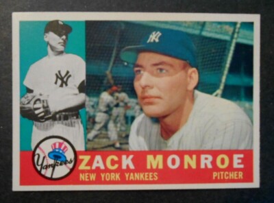 1960 Topps #329 ZACK MONROE New York Yankees NM 7 SHARP Centered | eBay