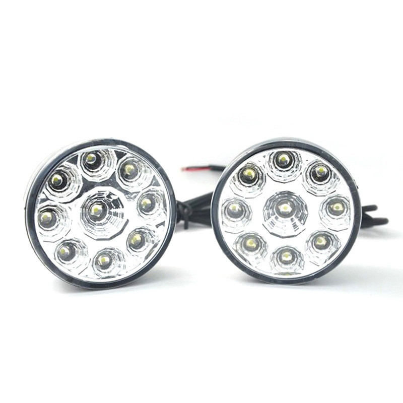 2x9 LED 12V Car Daytime Running Driving Light DRL Round Flood Beam Fog ...