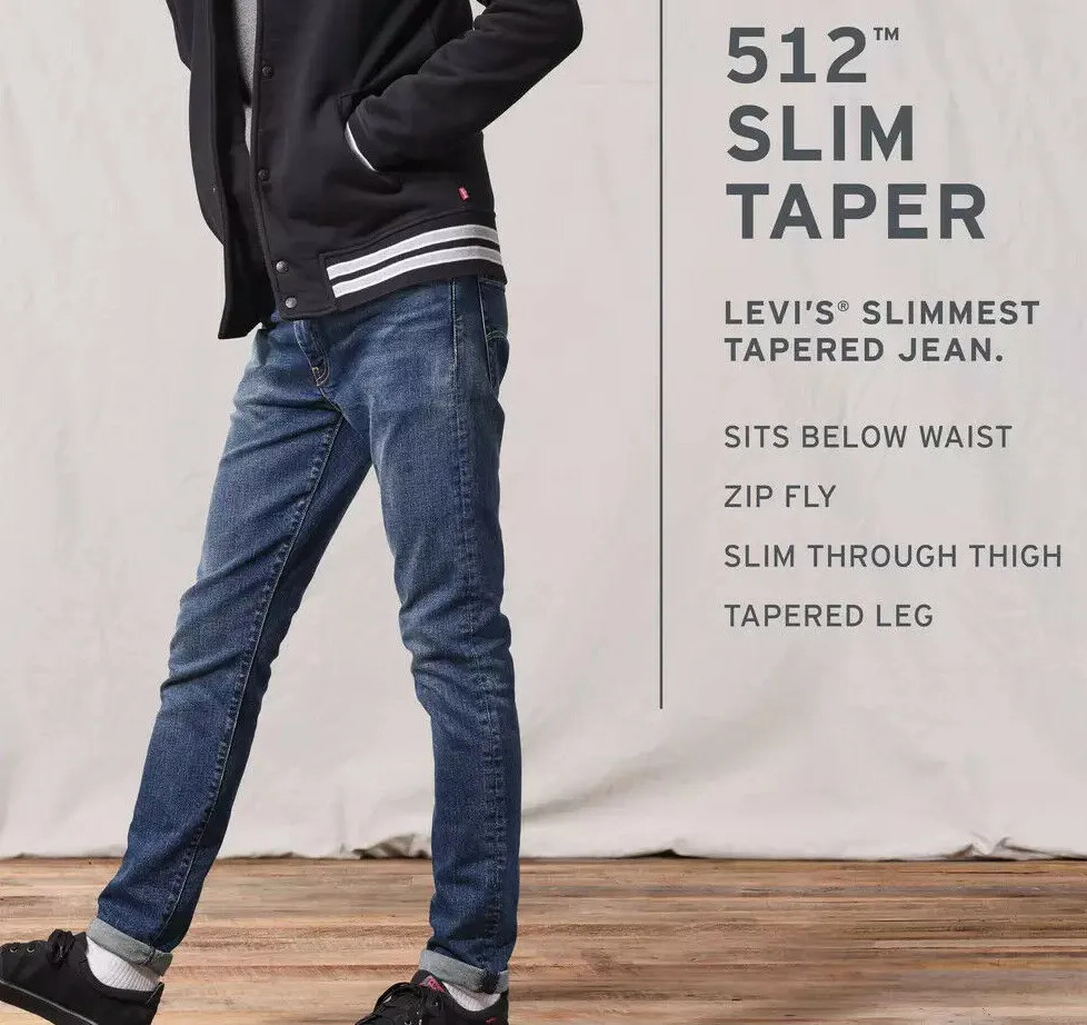 Men's Levi's Flex Fit 512 SLIM TAPER Red Haze INDIGO Dark BLUE JEANS ...