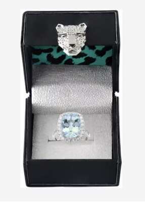 NEW! EFFY BLUE AQUAMARINE, DIAMOND & 14K WHITE GOLD RING/ 7/ $7,950/ W ...
