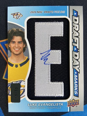 2023-24 SP Game Used Draft Day Marks Auto Luke Evangelista Nashville ...
