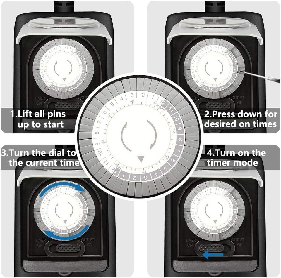 Electric Timer Switch Box 24-Hour Outdoor Weatherproof Heavy Duty 15A ...