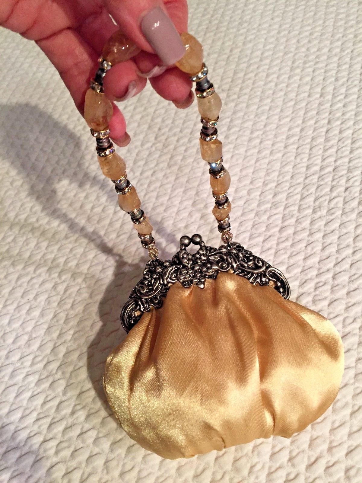 WOMEN'S DESIGNER, PORTAFLORA, YELLOW, SILK-LIKE FABRIC EVENING PURSE ...