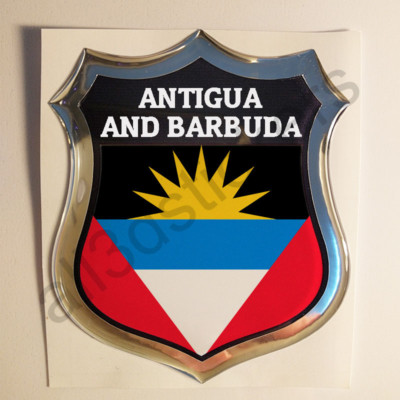 Sticker Antigua and Barbuda Emblem 3D Resin Domed Gel Flag Vinyl Decal ...