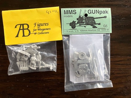 MMS 1/76 USA Metal 105mm Howitzer Kit & 6 AB Figs Gun Crew With Ammo ...