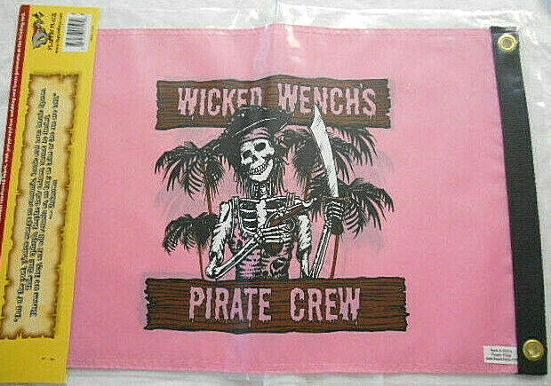 12" x 18" WICKED WENCH'S PIRATE CREW Pink Two Sided Weather Fade ...