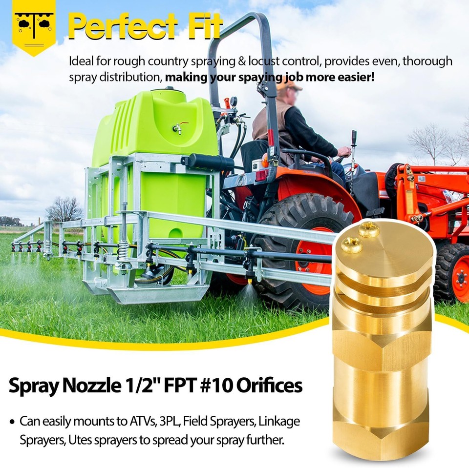 Boomless Spray Nozzle 1/2 Inch FPT #10 Orifices (90°&180° Caps) 4.2 GPM ...
