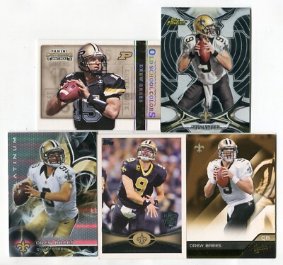 Drew Brees 5 Football Card Lot NEW ORLEANS SAINTS CHARGERS PURDUE (LOT ...