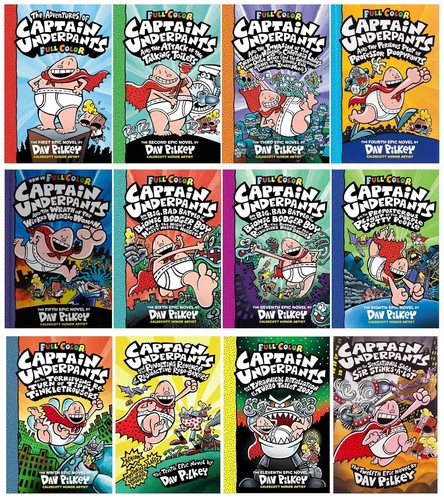 Captain Underpants Books 1-12 Complete FULL COLOR Collection Hardcover ...
