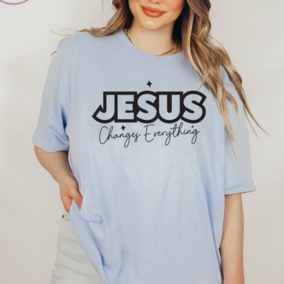 Gildan Shirt Women XL Blue TShirt Cotton Christian Jesus Changes ...