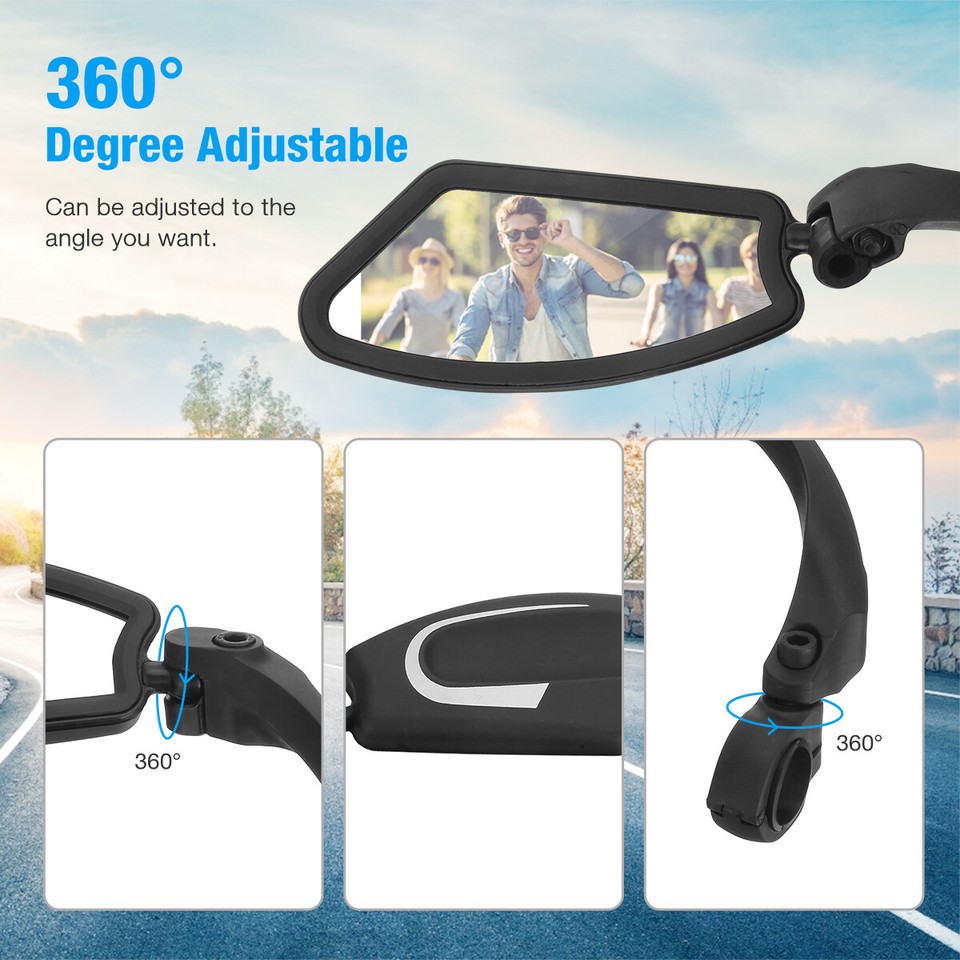 1 Pair E-Bike Handlebar Rear View Mirror Bicycle Rearview Rectangle ...