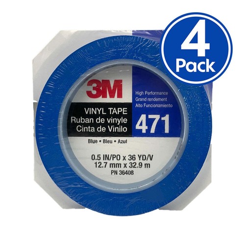 3M 36408 Fine Line Vinyl Tape 471 Blue 12mm X 33m x 4 Pack For Edge ...