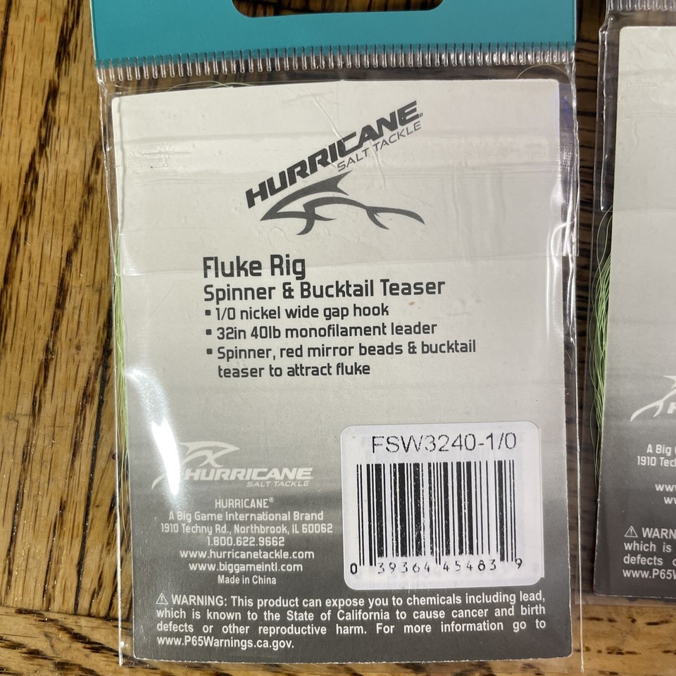 10x Pack Hurricane Fluke Rigs w/ Spinners And Bucktails 1/0 Green ...