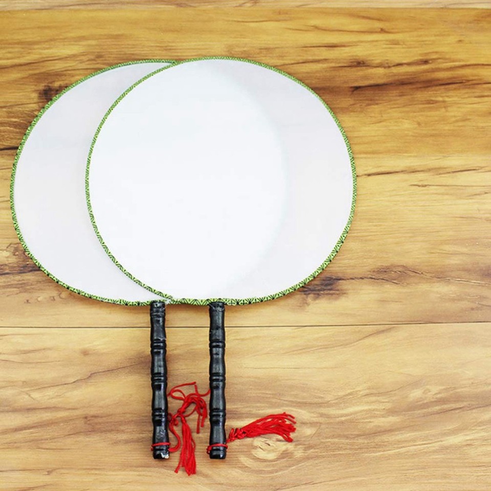 10 Pcs 21cm DIY Hand Painted Fan Blank Fan Plastic Hand Handle Round ...