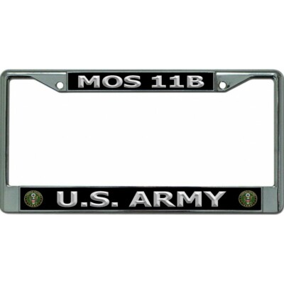 army mos 11b military logo chrome license plate frame usa made | eBay