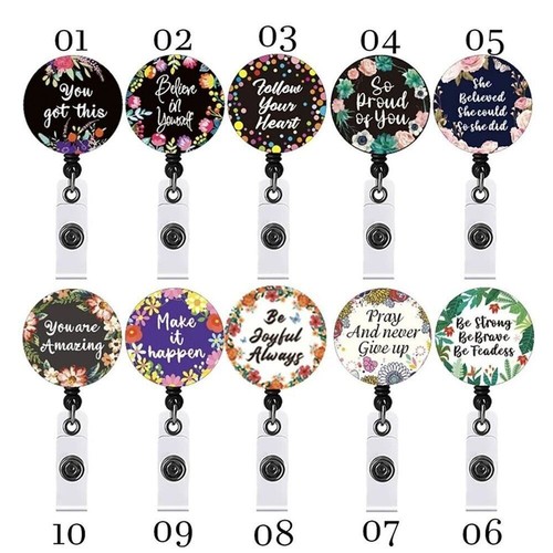 Retractable Work Card Clips Inspirational Quotes Badge Card Badge ...
