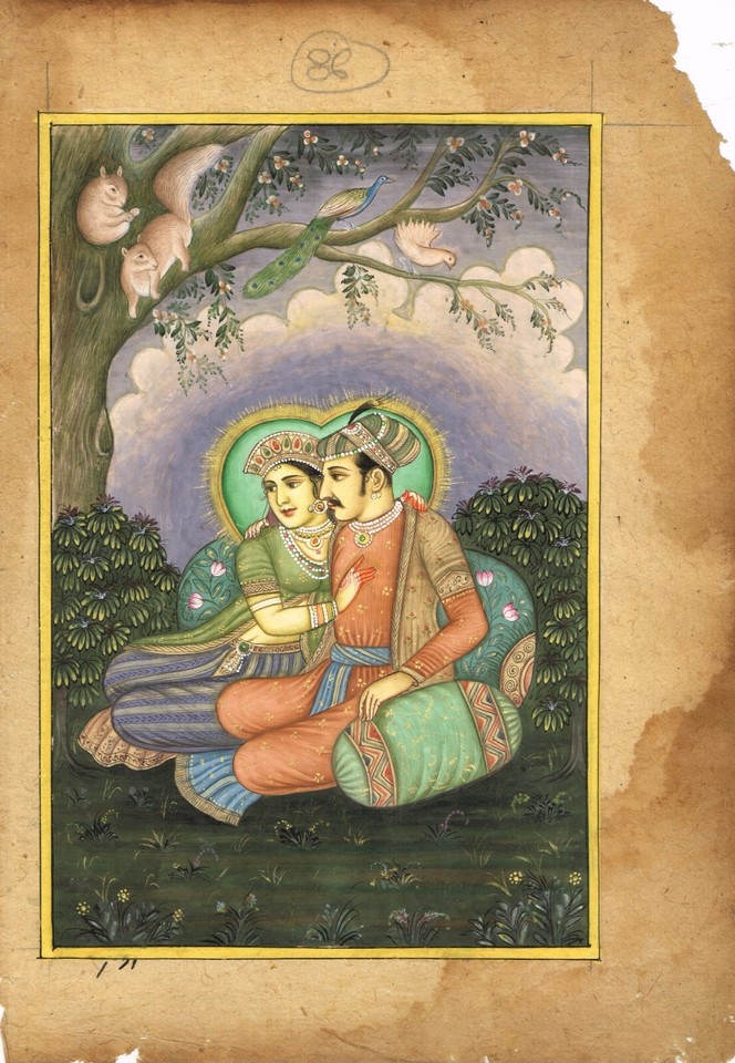 Mughal Miniatur Malerei Von Akbar Und Jodha Bai Liebe Szene Kunst 16 ...