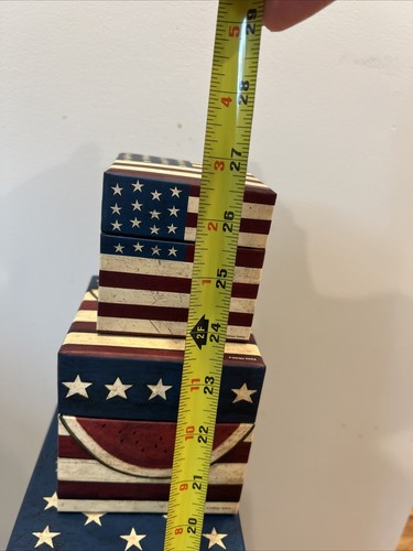 Warren Kimble FLAG Nesting Stacked Boxes (5) 4th Of July Primitive ...