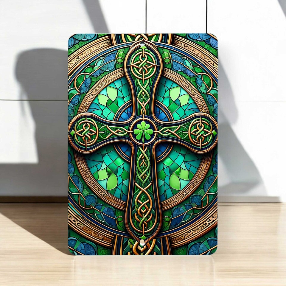 Celtic Cross Metal Sign - Irish Wall Art - Celtic Knot Decor, 8x12 ...