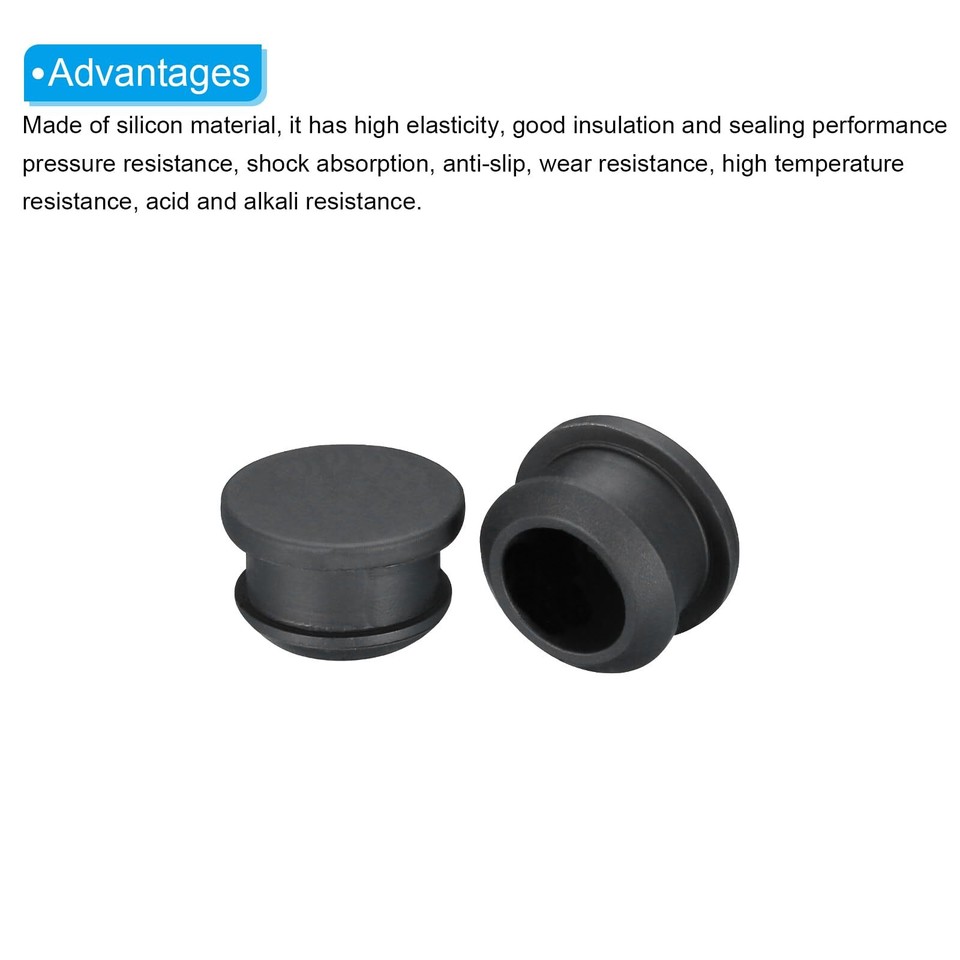 Black Snap-On Hole Plug Silicone Rubber Blanking Seal Bung Pipe Tube 2 ...
