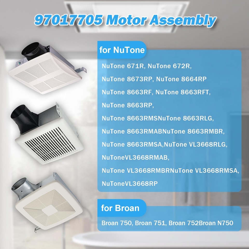 8663RP B Unit, 8664RP B Unit for Nutone Replacement Fan Motor JA2B104N ...